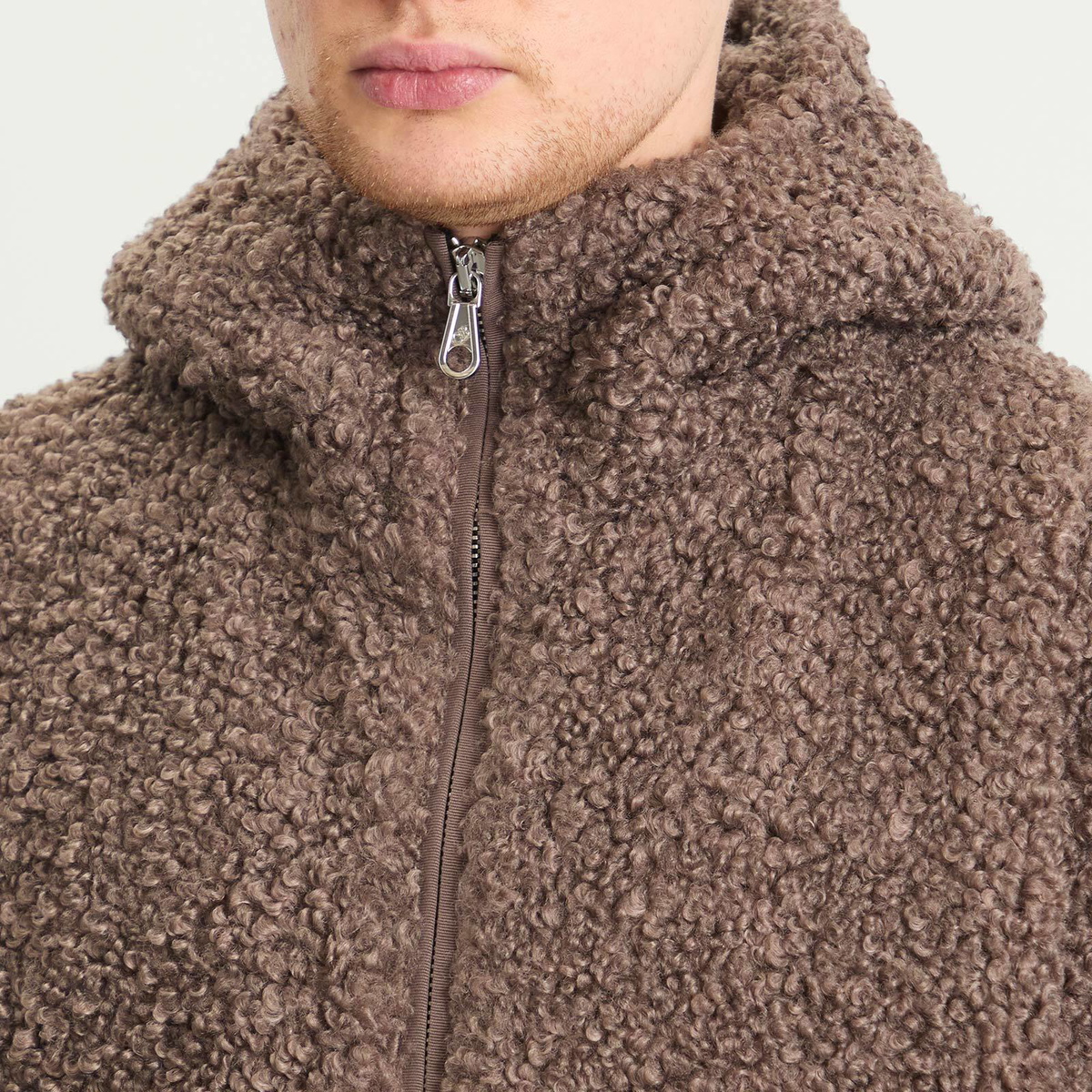 Cole Buxton Men's High Pile Zip Through in Brown Cole Buxton