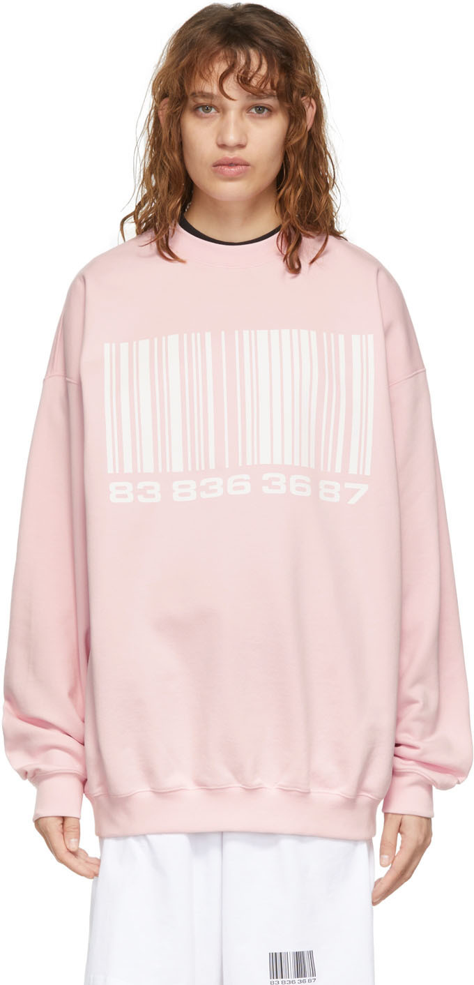 VTMNTS Pink Big Barcode Sweatshirt VTMNTS
