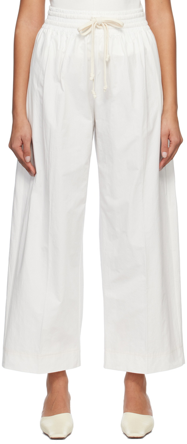 Subtle Le Nguyen White Drawstring Lounge Pants Subtle Le Nguyen