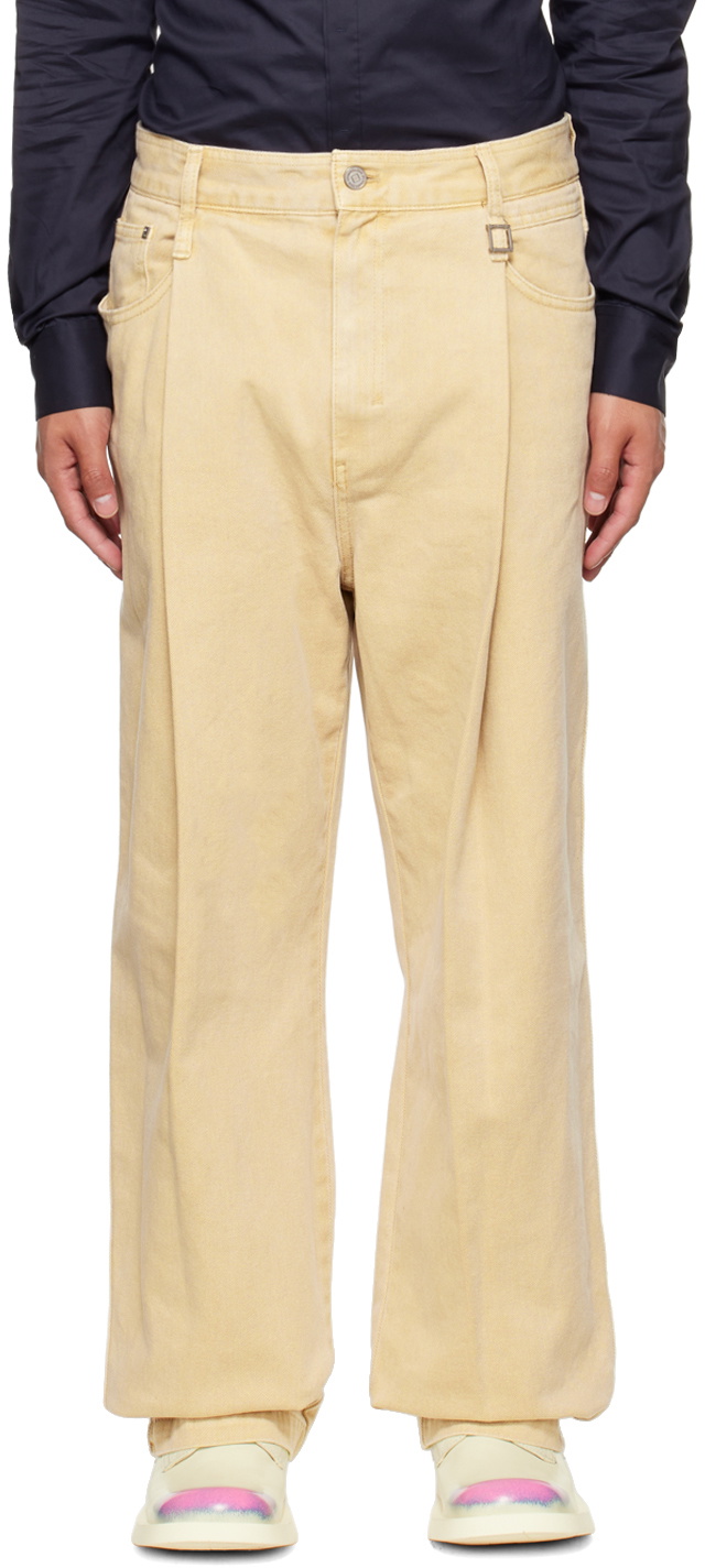 Wooyoungmi Beige Wide Chin Jeans Wooyoungmi