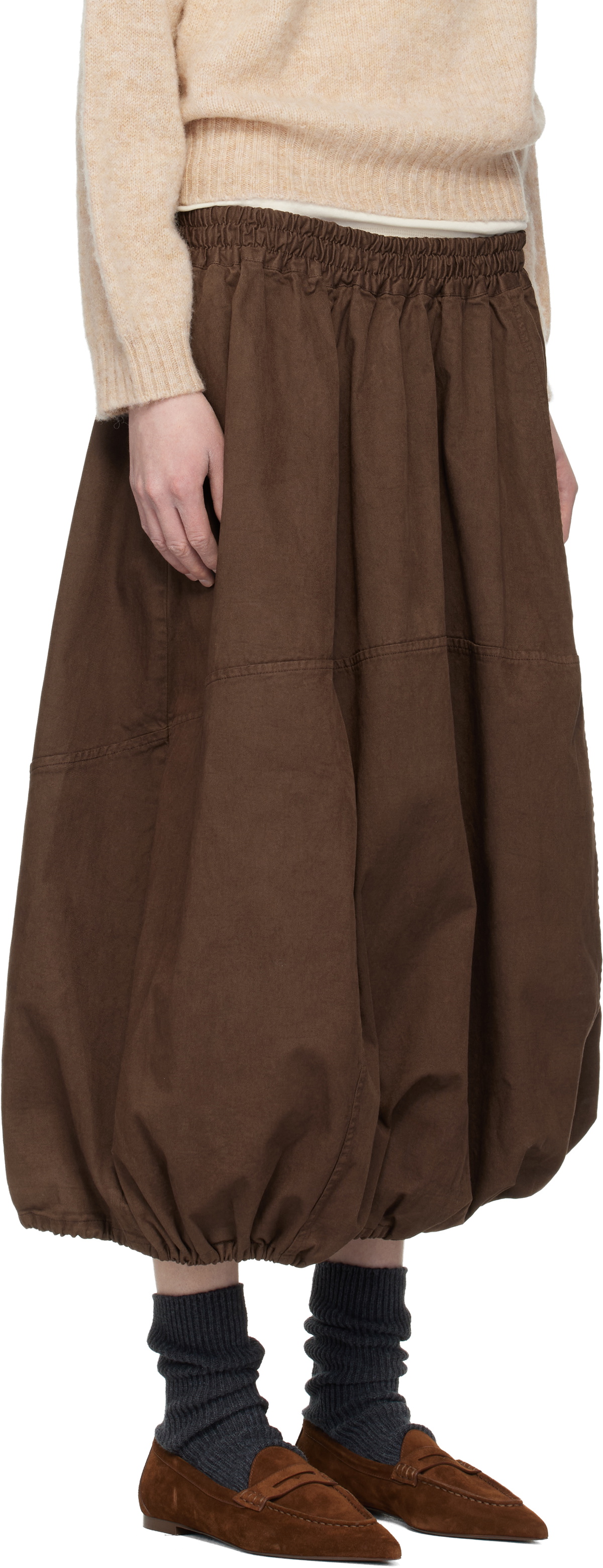 YMC Brown Parachute Maxi Skirt YMC