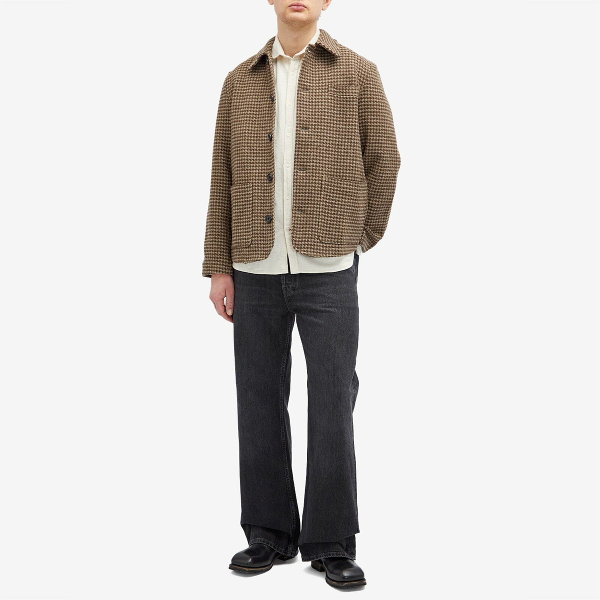 Oliver Spencer Men's Lambeth Field Jacket in Beige Houndstooth Oliver ...