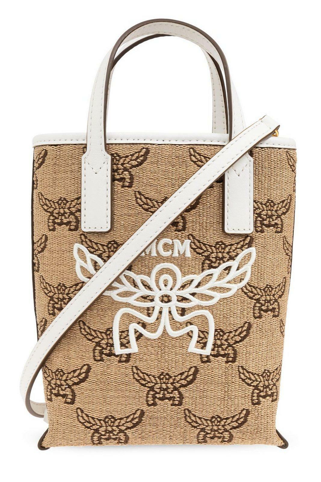 MCM Monogrammed Logo Embroidered Tote Bag MCM