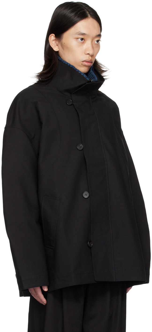 lesugiatelier Black High-Neck Half Jacket lesugiatelier