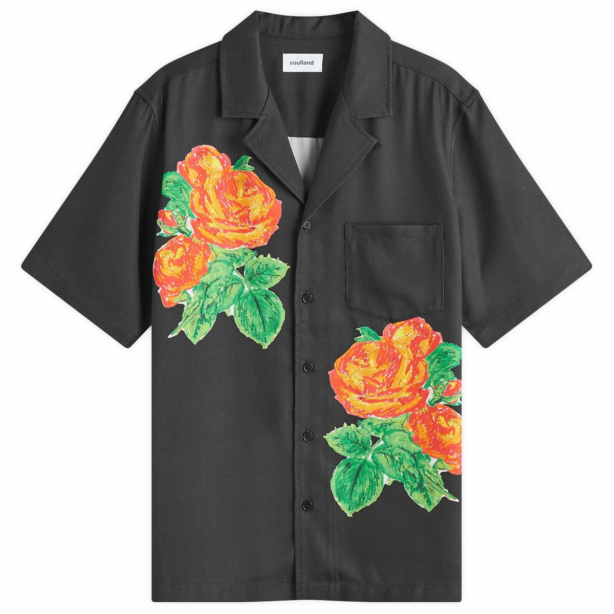 Soulland Men's Orson Rose Shirt in Black Multi Soulland
