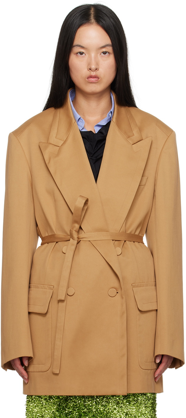 Dries Van Noten Tan Oversized Blazer Dries Van Noten