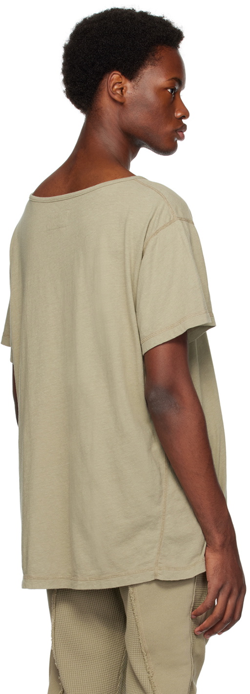 Greg Lauren Green Buttoned Henley Greg Lauren