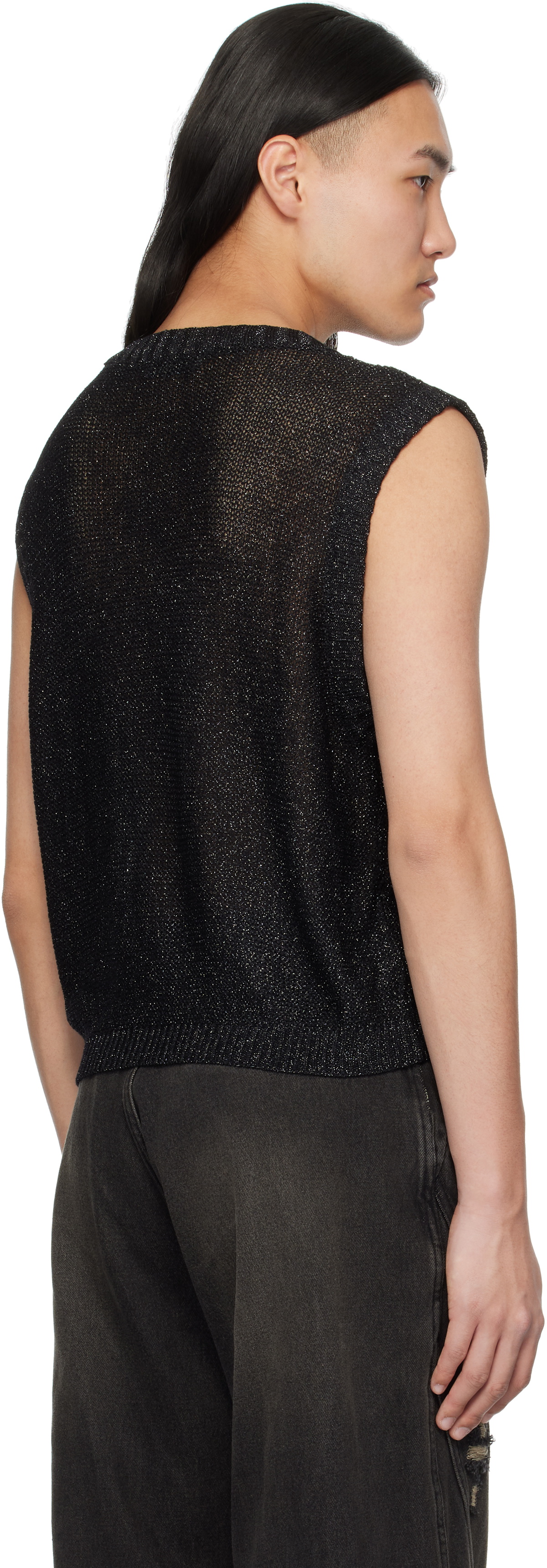 lesugiatelier Black Glitter Net Vest lesugiatelier