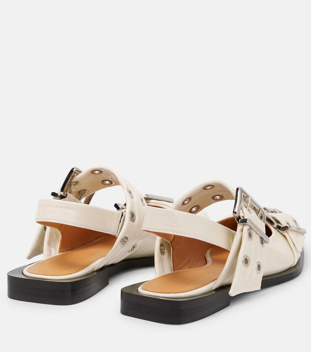 Ganni - Embellished leather ballet flats GANNI