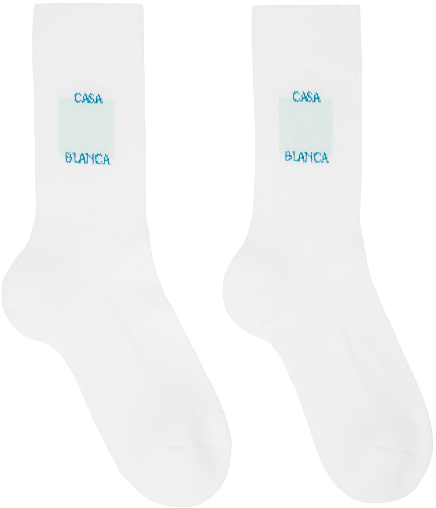 Casablanca White & Blue Casa Logo Socks Casablanca