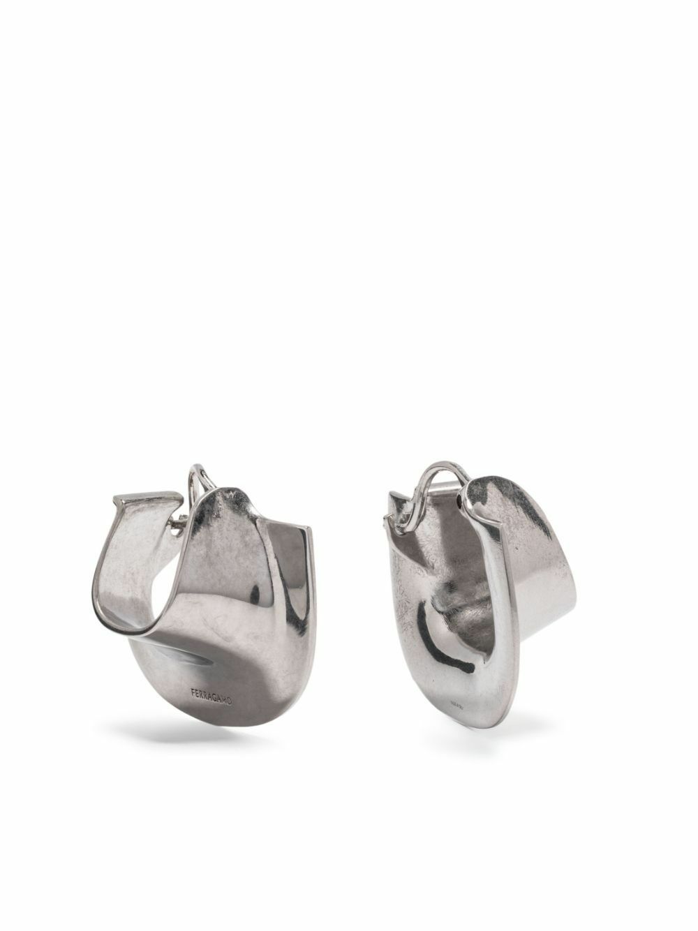 Ferragamo Silver-Tone Orecc Hoop Earrings Salvatore Ferragamo
