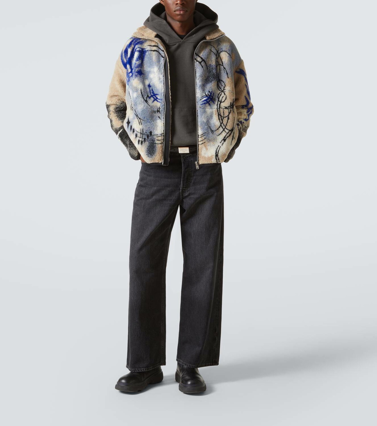Acne Studios Teddy jacquard fleece zip-up jacket Acne Studios