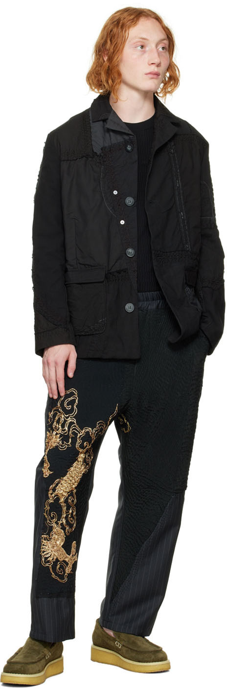By Walid Black Embroidered Trousers By Walid