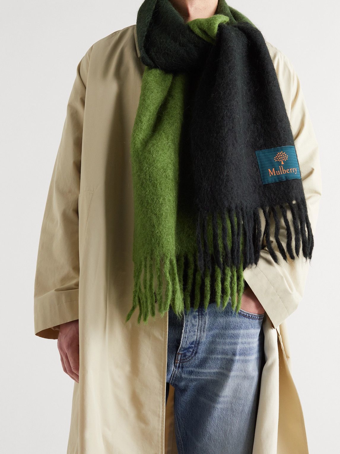 Mulberry - Fringed Ombré Knitted Scarf Mulberry