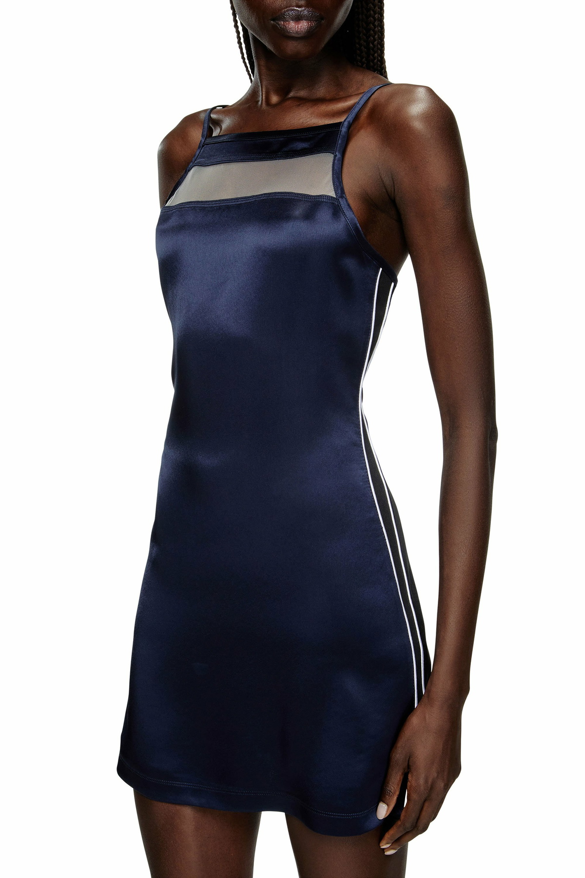 Diesel Short dress in satin, knit and tulle - Dresses Womens in Blue Diesel