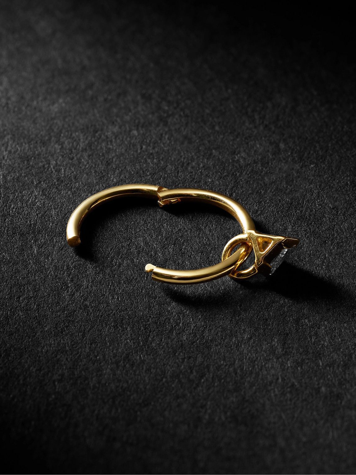 Maria Tash - Triangle 8mm 18-Karat Gold Diamond Single Hoop Earring ...