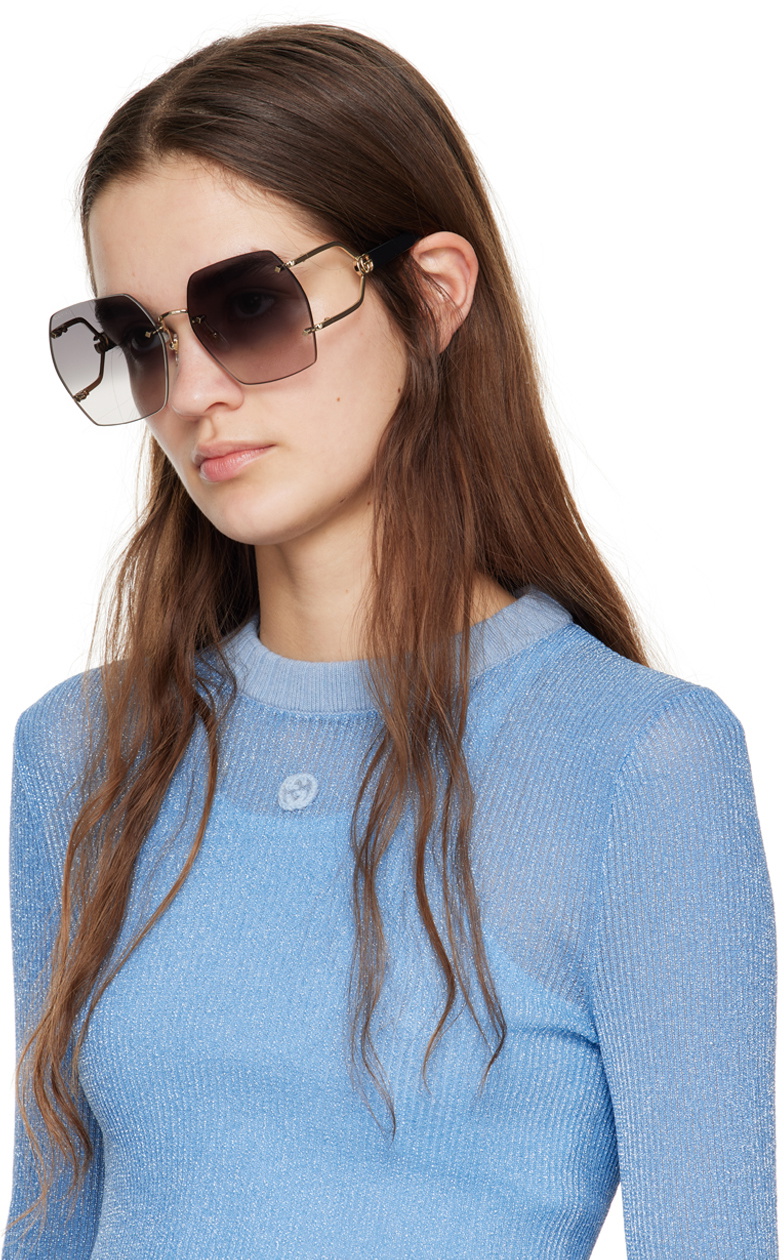 Gucci Gold Geometric Sunglasses Gucci