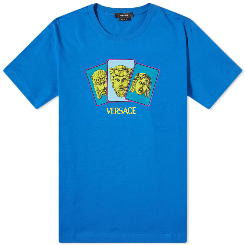 Versace Men's Greek Masks T-Shirt in Blue Versace