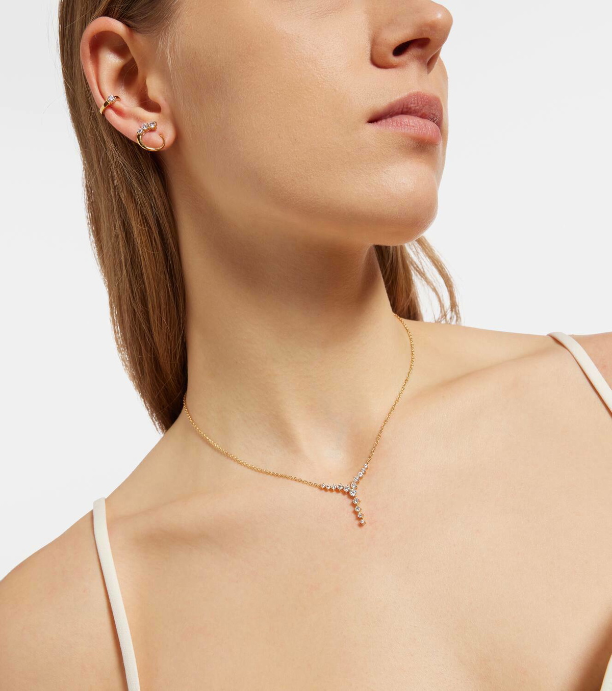 Melissa Kaye Ada 18kt gold single ear cuff with diamond Melissa Kaye