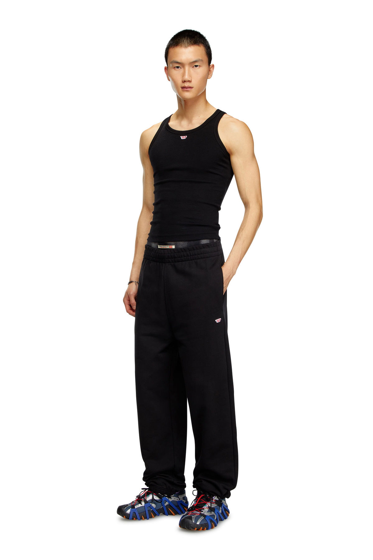 Diesel Track pants with embroidered D patch - Pants Mens in Black Diesel