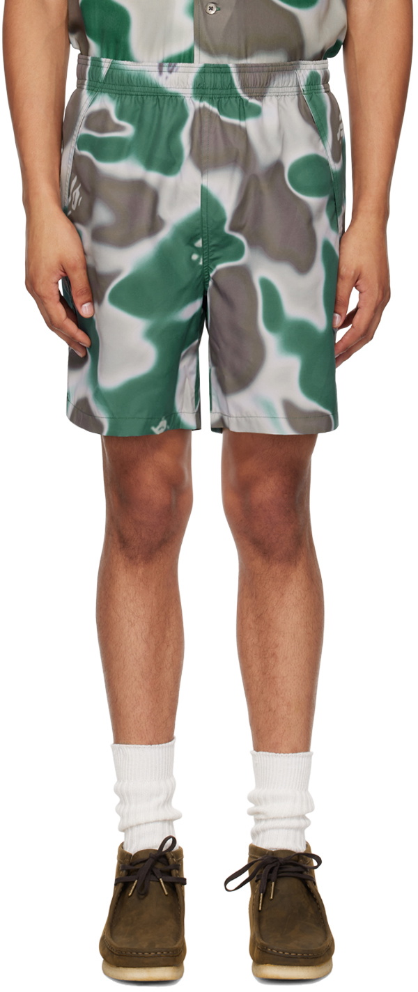 BAPE Green & Gray Liquid Camo One Point Swim Shorts A Bathing Ape