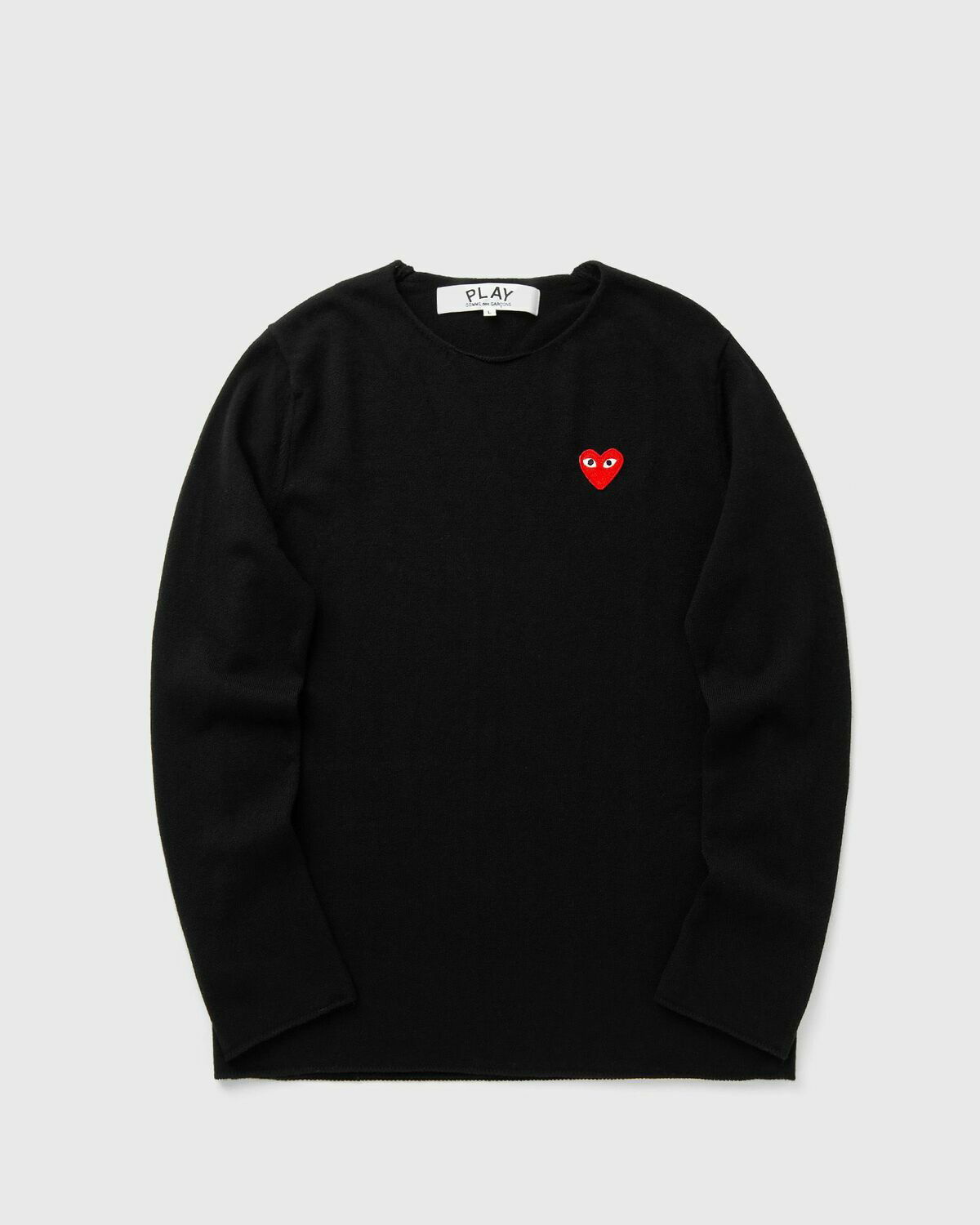 Comme des Garçons Play SWEATER RED EMBLEM KNIT Black Mens Pullover ...