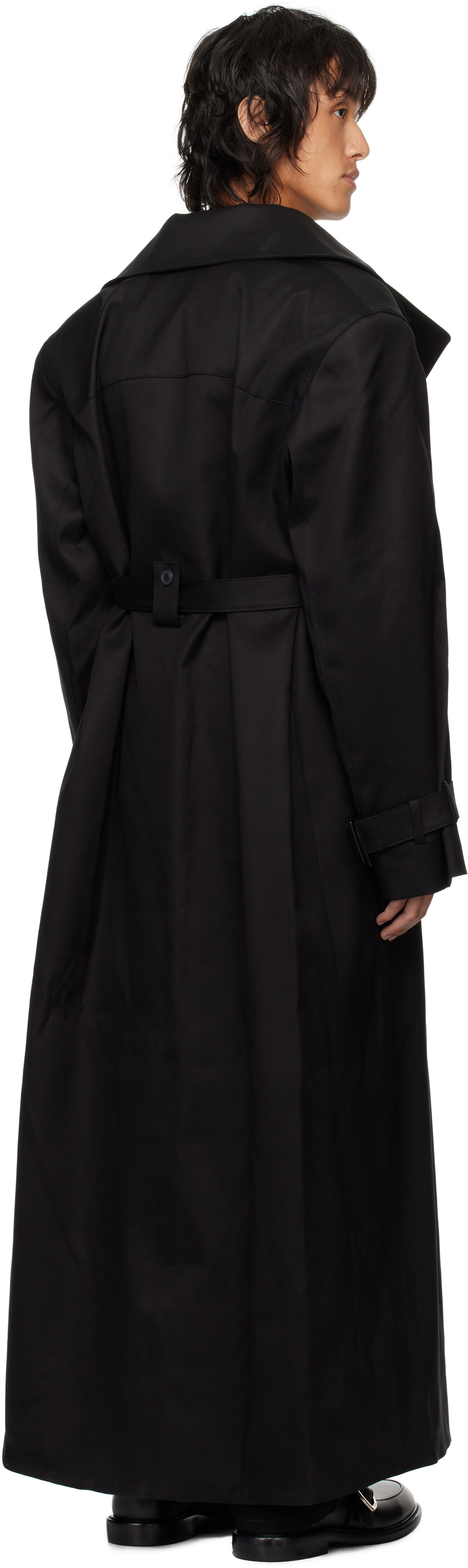 LGN Louis Gabriel Nouchi Black Double-Breasted Trench Coat LGN LOUIS ...