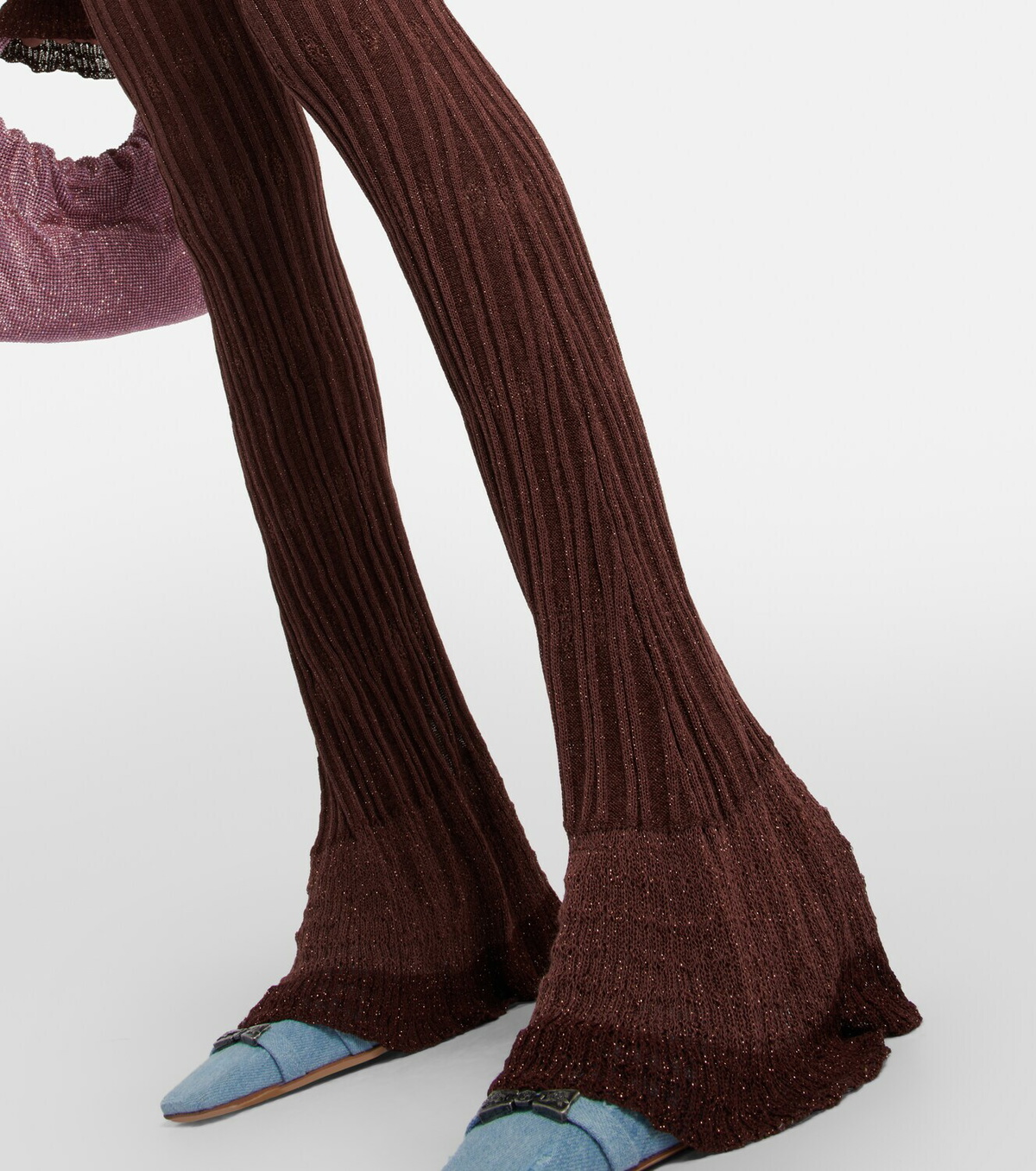 KNWLS - Ribbed-knit high-rise flared leggings KNWLS