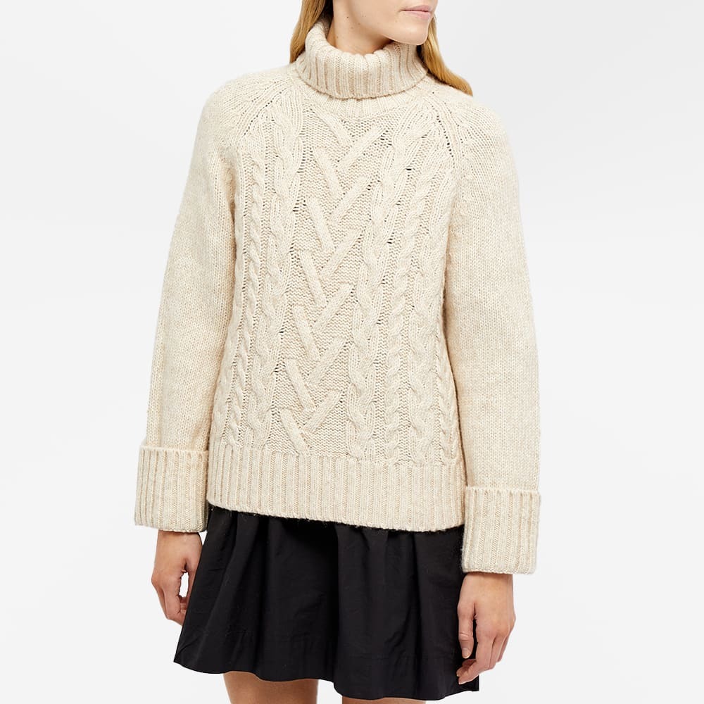 GANNI Women's Chunky Cable Oversized Highneck Pullover Jumper in Egret ...