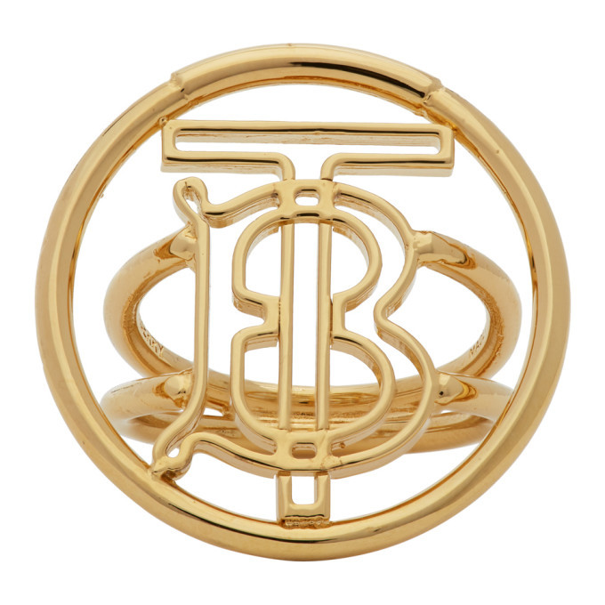 Burberry Gold Large Monogram Motif Ring Burberry