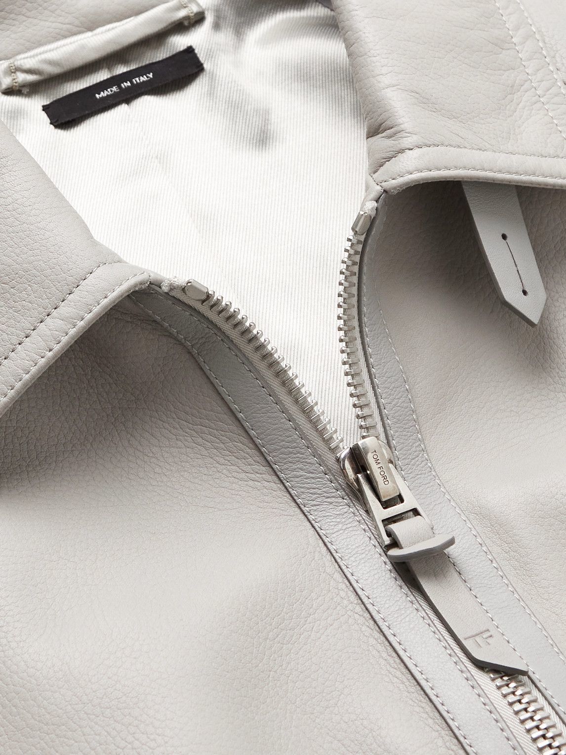 TOM FORD - Full-Grain Leather Jacket - Gray TOM FORD