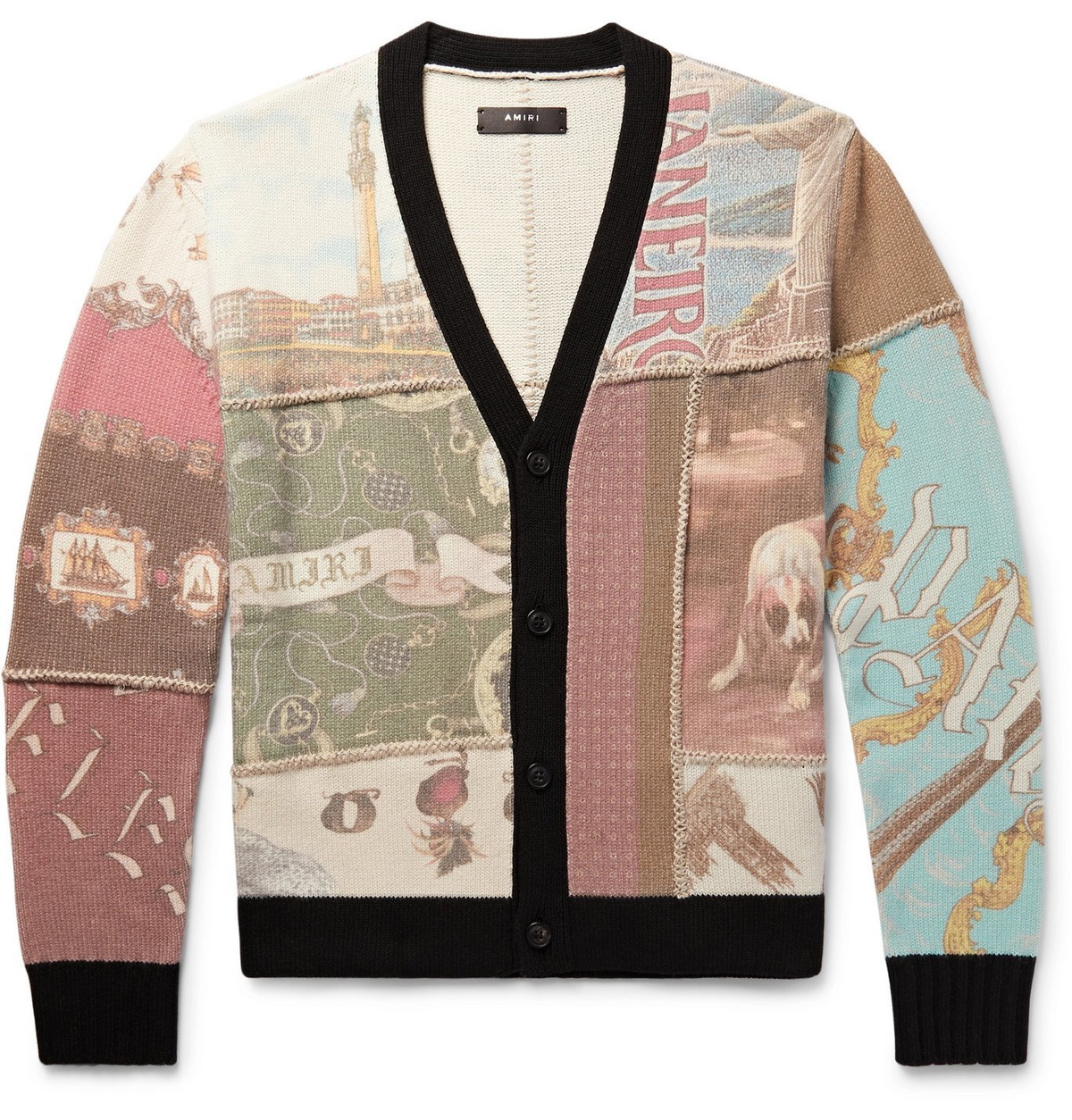 AMIRI - Souvenir Patchwork Intarsia Cashmere-Blend Cardigan - Neutrals ...