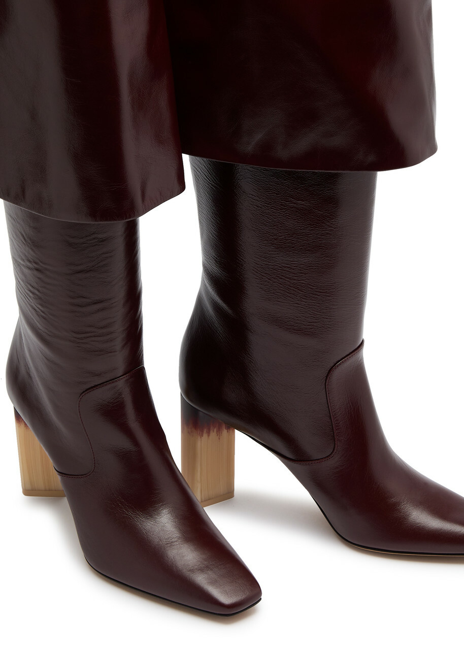Chloe Georgia 90 Glossed Leather Knee-high Boots Burgundy Chloe