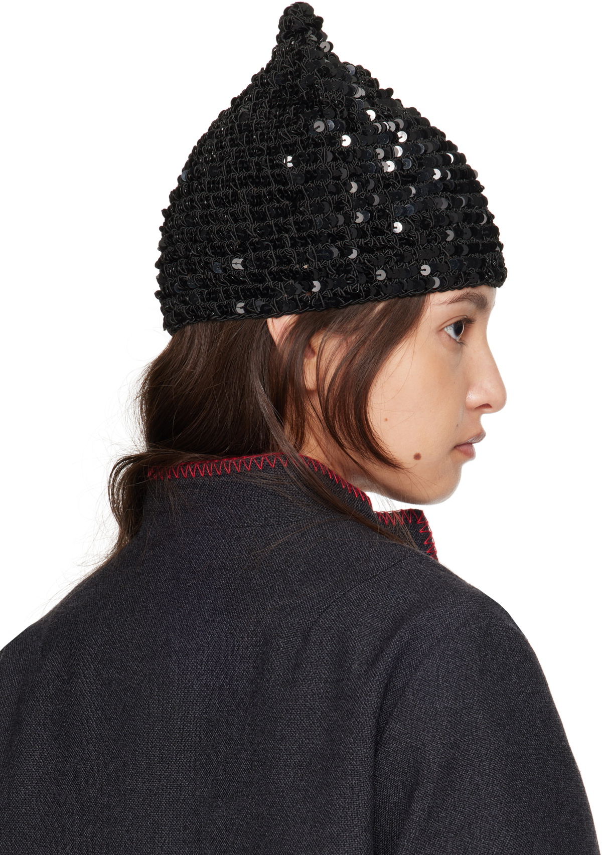 Bode Black Sequined Beanie Bode