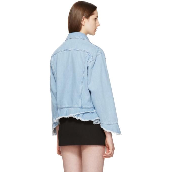 MSGM Blue Ruffled Denim Jacket MSGM