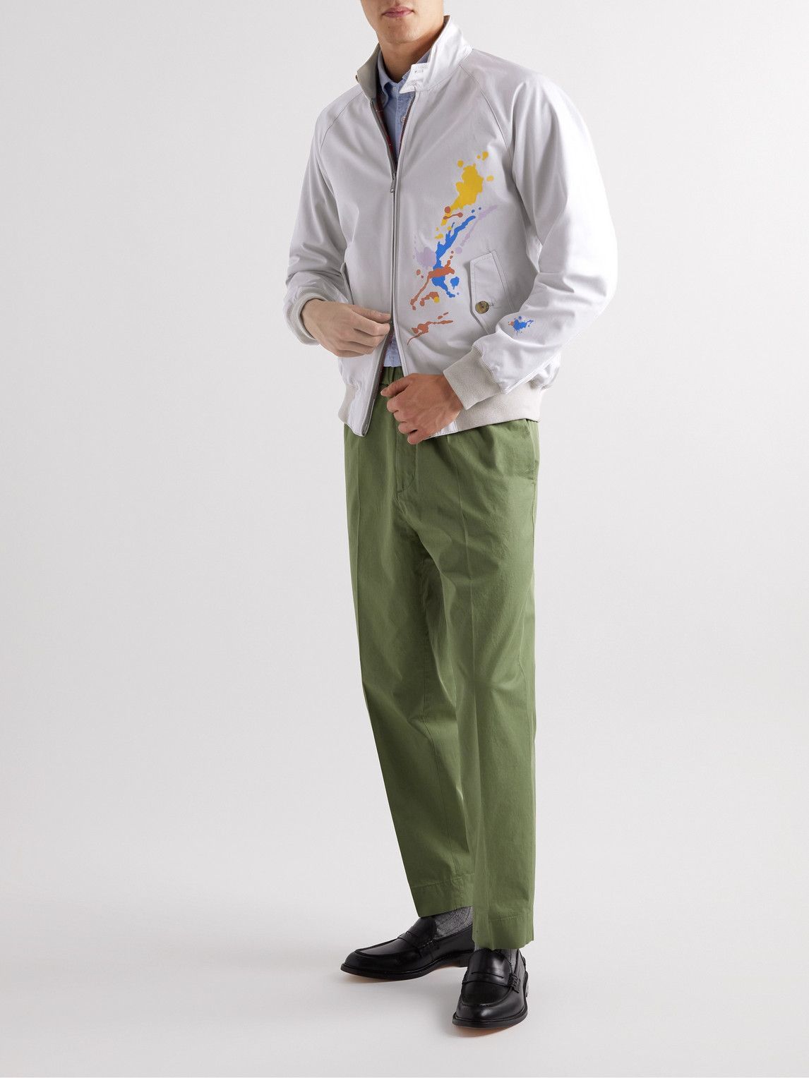 Baracuta - Slowboy Printed Cotton-Twill Bomber Jacket - Gray Baracuta