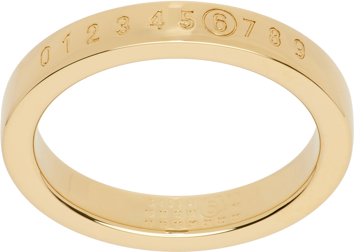 MM6 Maison Margiela Gold Minimal Logo Ring MM6 Maison Margiela