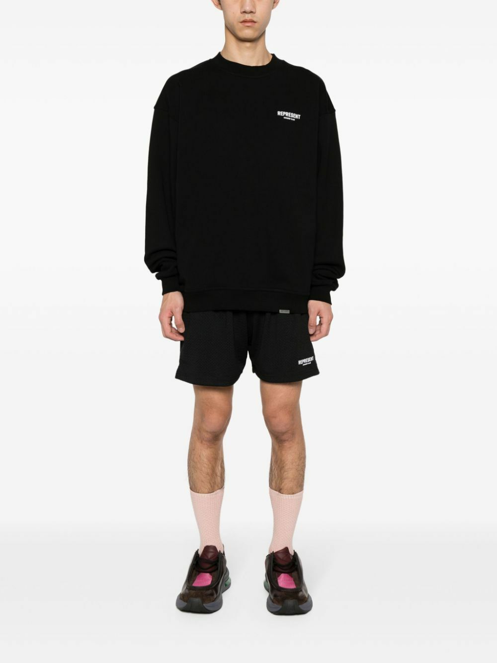 Represent Black Mesh Track Shorts Represent