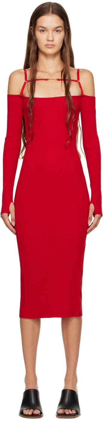 Jacquemus Red Le Chouchou 'La Robe Sierra' Midi Dress Jacquemus