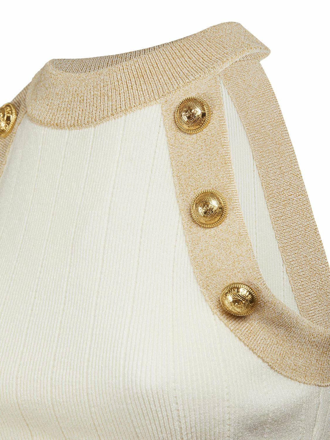BALMAIN - Sleeveless Viscose Knit Crop Top Balmain