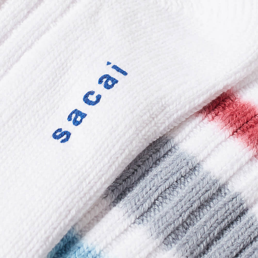Sacai Men's Line Dye Socks in White/Red Sacai