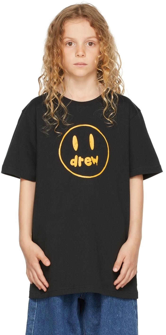 drew house SSENSE Exclusive Kids Black Painted Mascot T-Shirt drew house