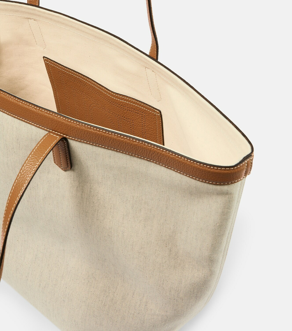 Toteme Leather-trimmed canvas tote bag Toteme