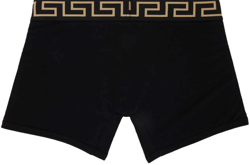 Versace Underwear Black Greca Border Long Boxers Versace Underwear