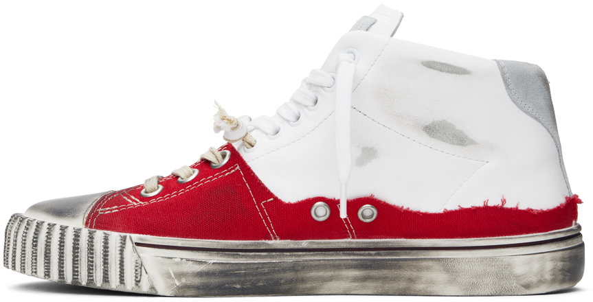 Maison Margiela Red & White New Evolution High-Top Sneakers Maison Margiela
