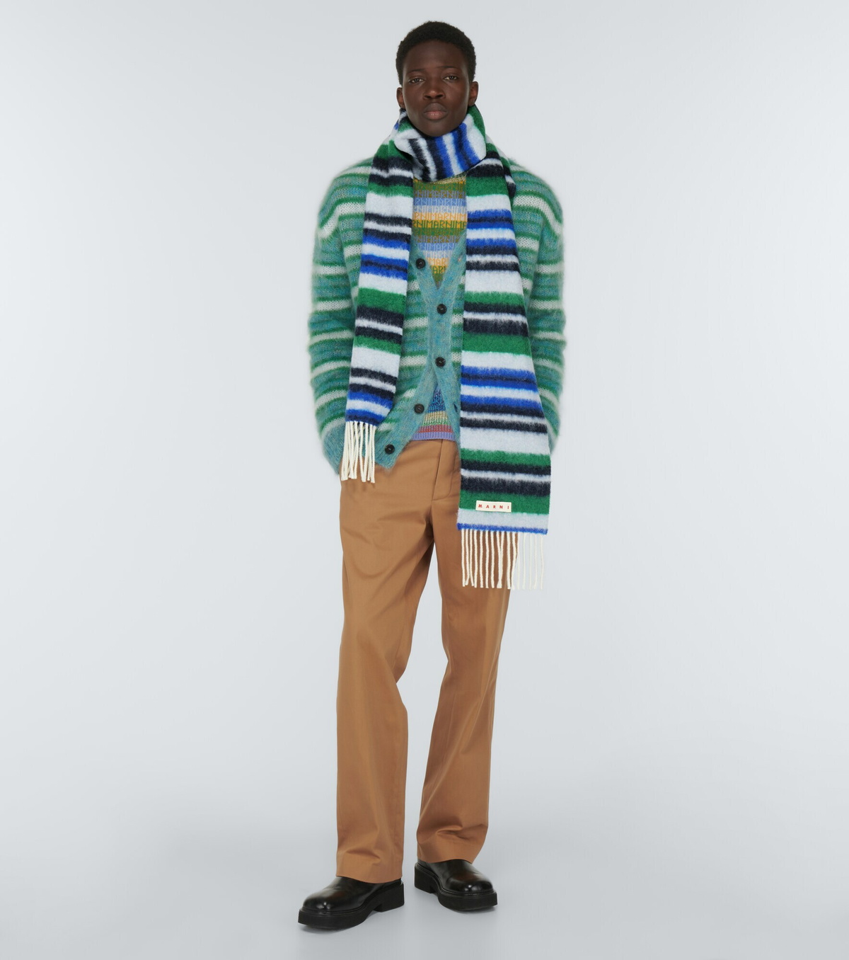 Marni - Striped wool and alpaca blend scarf Marni