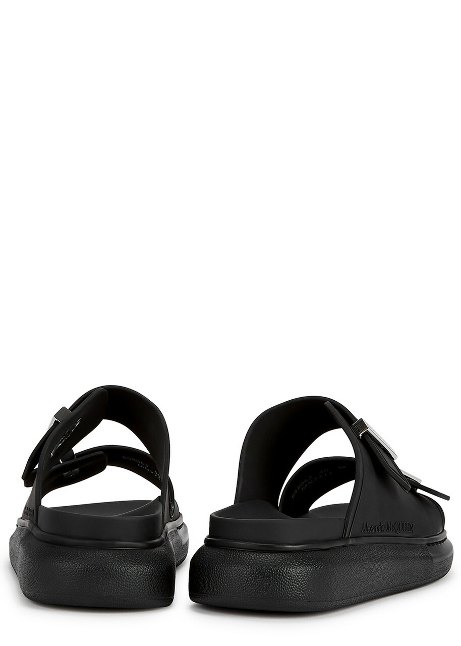 Alexander Mcqueen Black Rubber Sliders Black And Silver Alexander McQueen