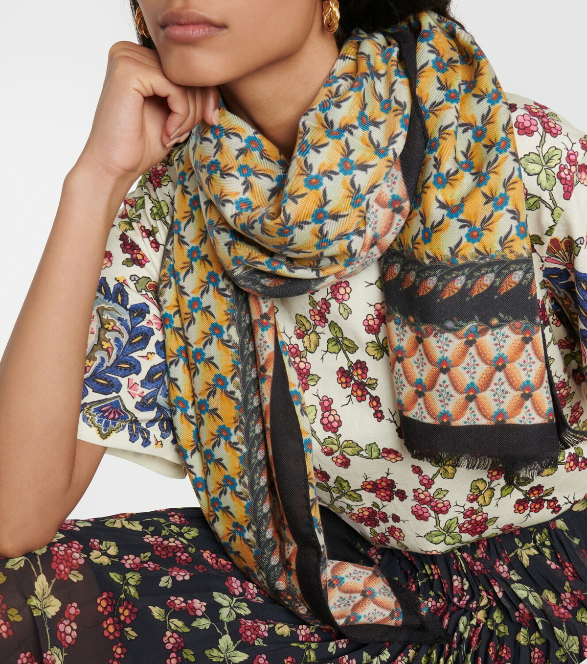 Etro Floral cashmere and silk scarf Etro