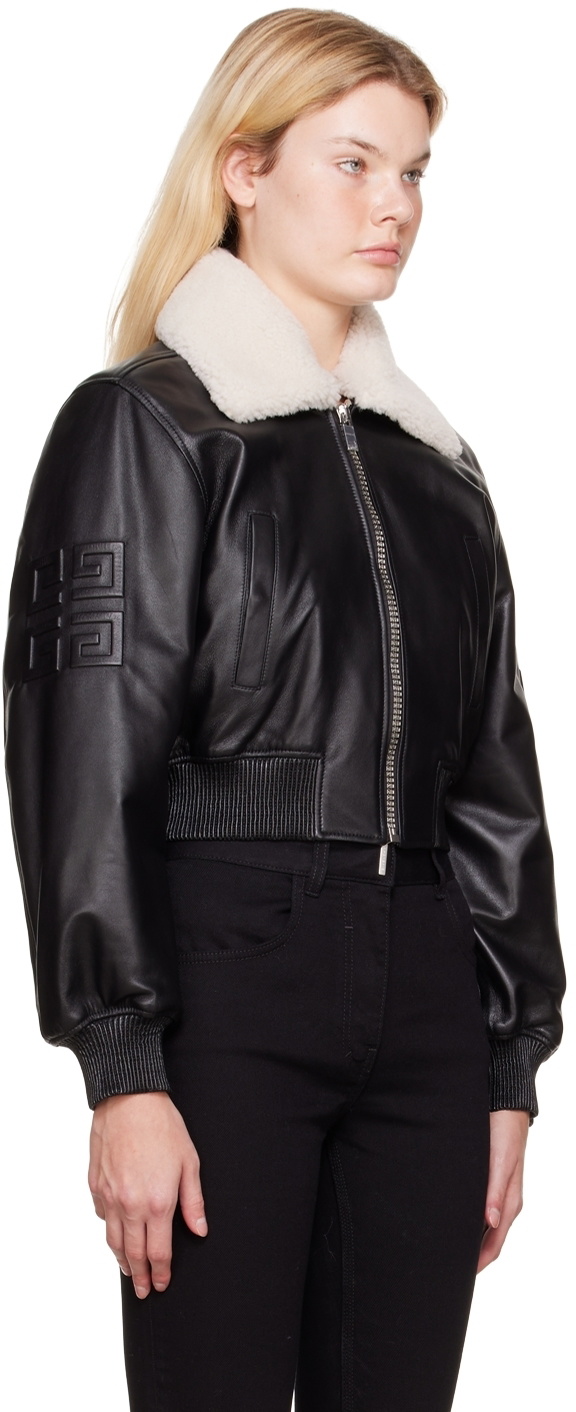 Givenchy Black Shearling Collar Leather Jacket Givenchy
