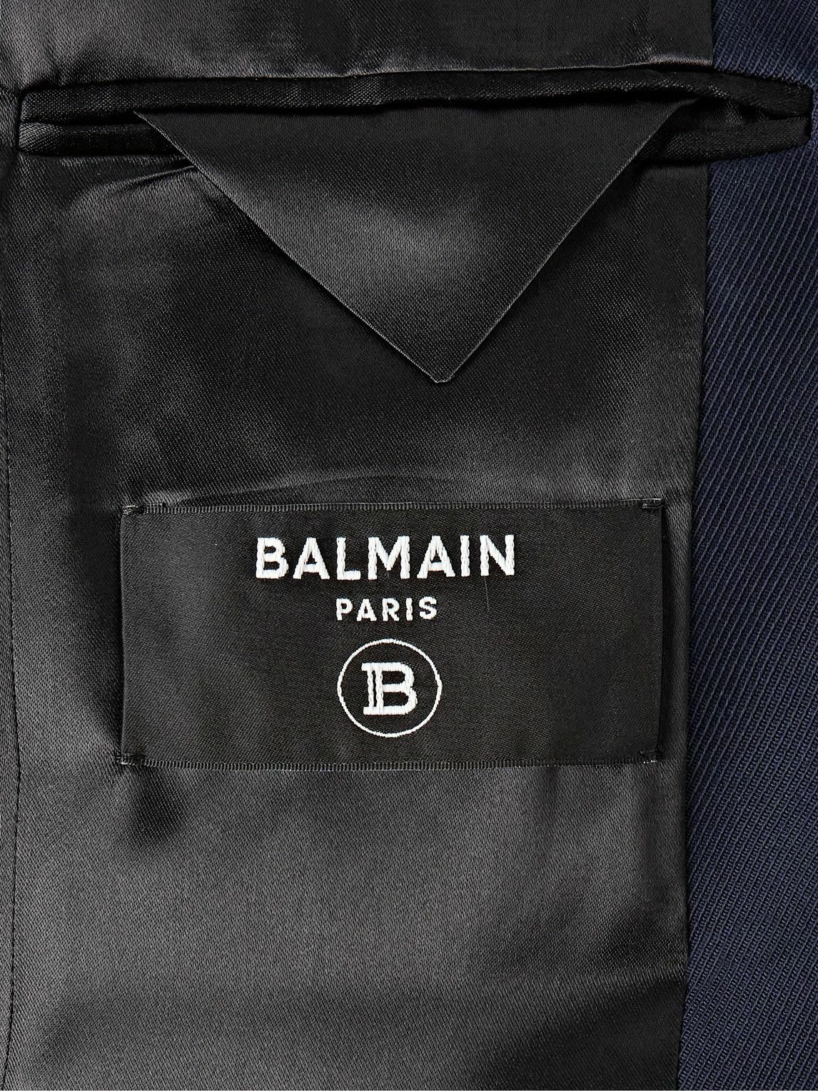 Balmain - Slim-Fit Button-Embellished Wool-Twill Blazer - Blue Balmain
